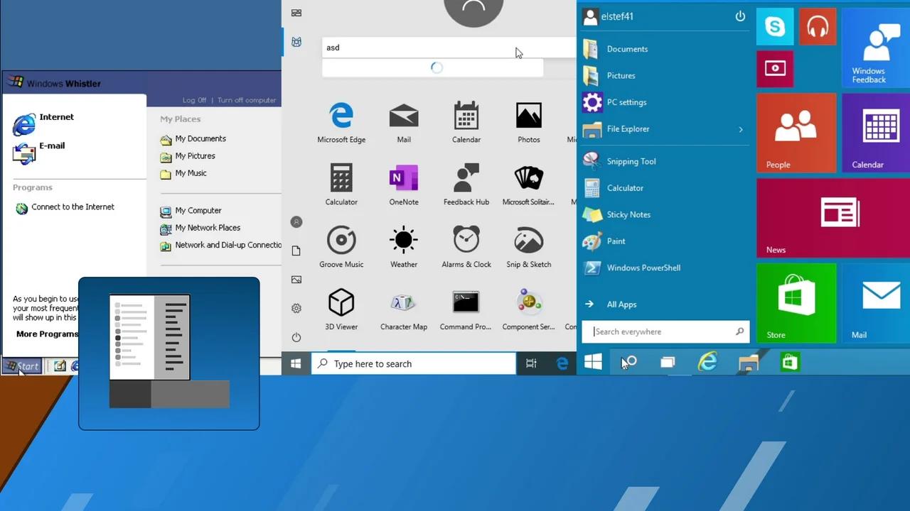 Probando versiones beta del menú inicio de Windows