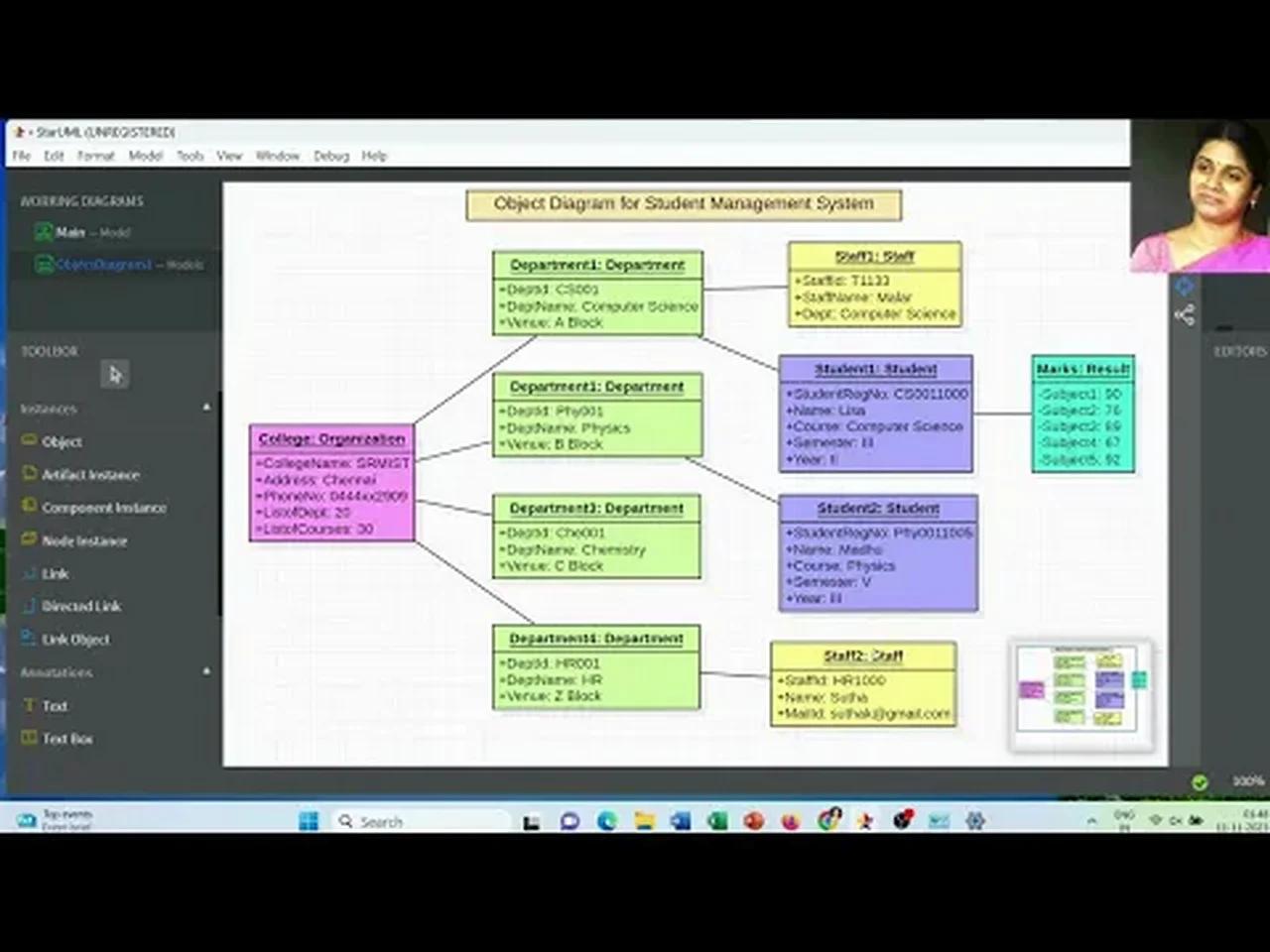 Dr.K. Sutha - Object Diagram for Student Management System ｜ StarUML