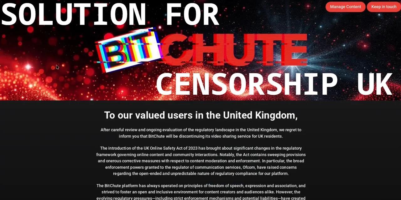 Solution for BitChute censorship in the UK