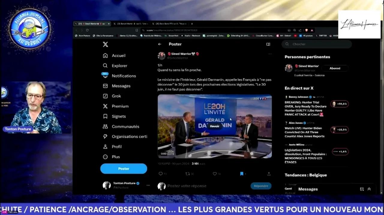 AH2020 LE LIVE Alain (Tonton) posture 11-06-2024 Alliance Humaine 2020 VIDEO LIGHT (11/6/2024) L ...