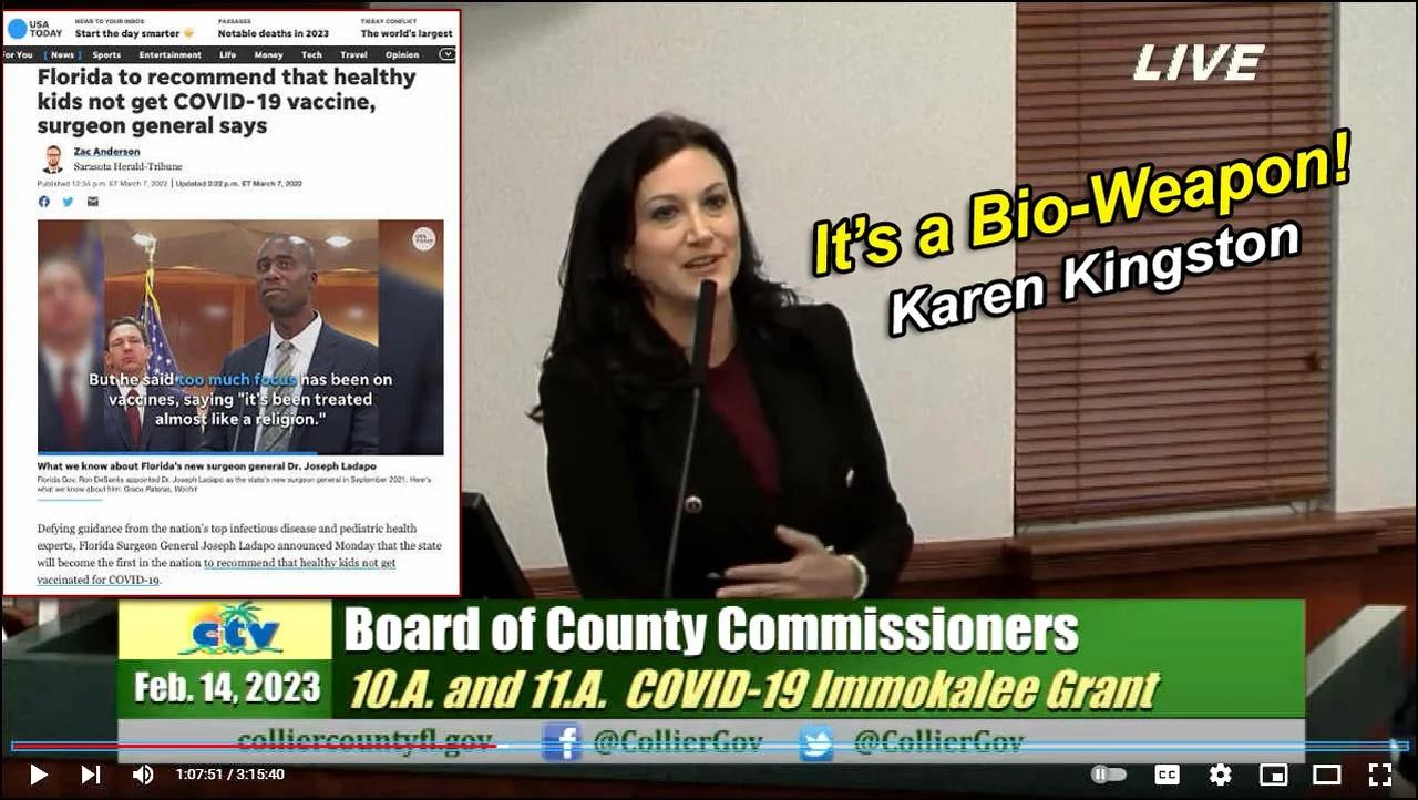 Karen Kingston Presents VACCINE BIOWEAPON to Collier County Commission ...