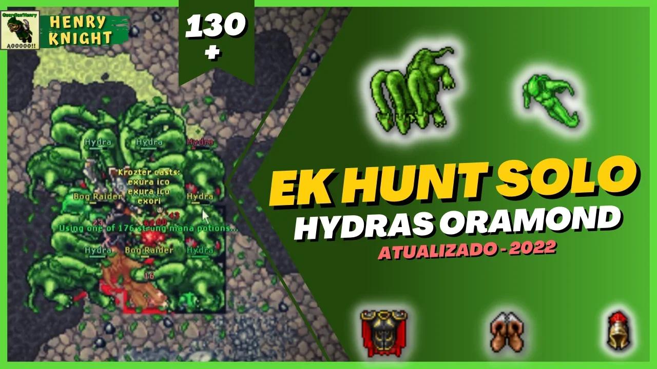 TIBIA: EK HUNT SOLO #122 HYDRAS E BOG RAIDERS (ORAMOND)