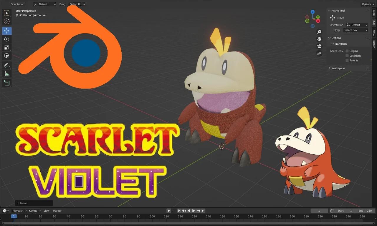 Making Fuecoco in Blender (Pokémon Scarlet & Violet)