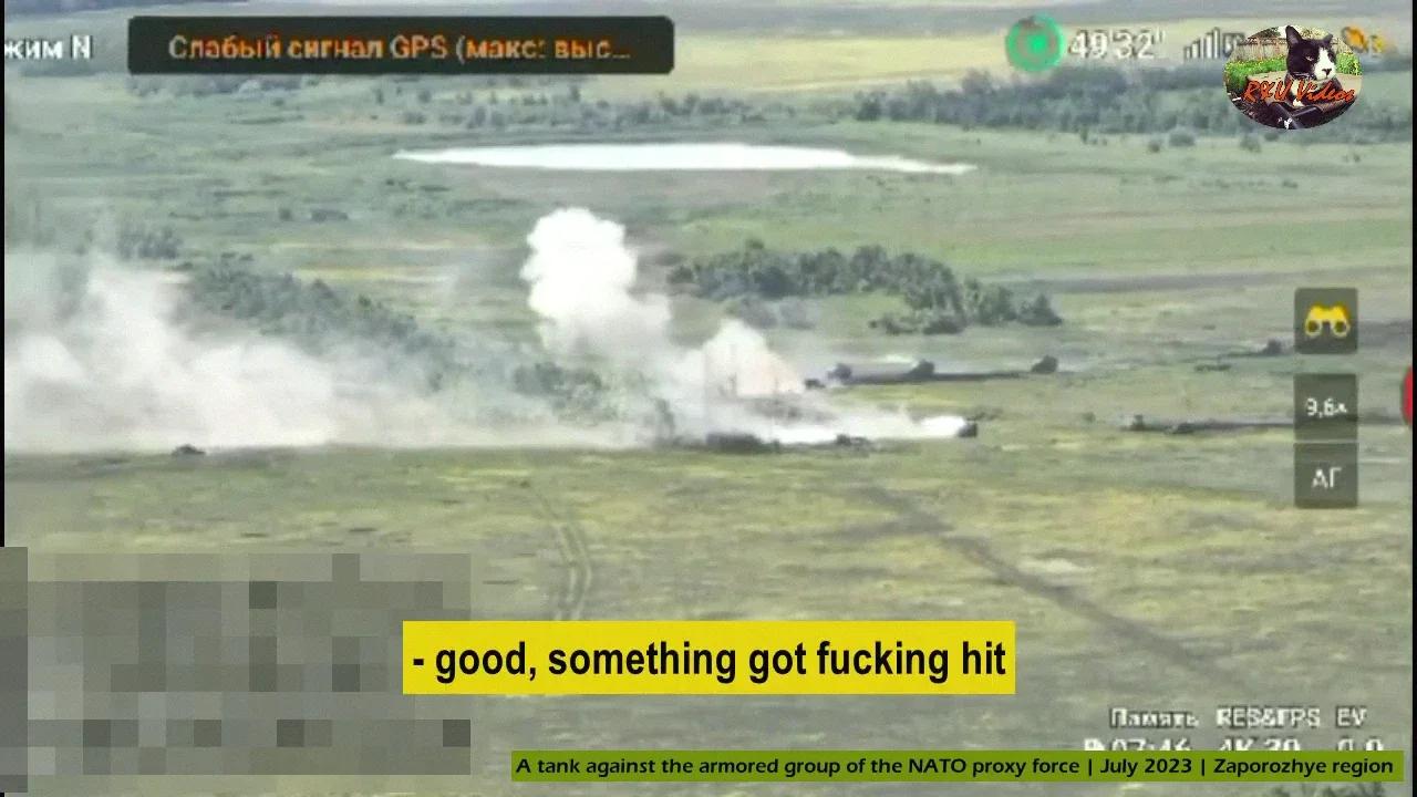 A Russian Tank Against the Armored Group (8 armour) of the NATO Proxy Force