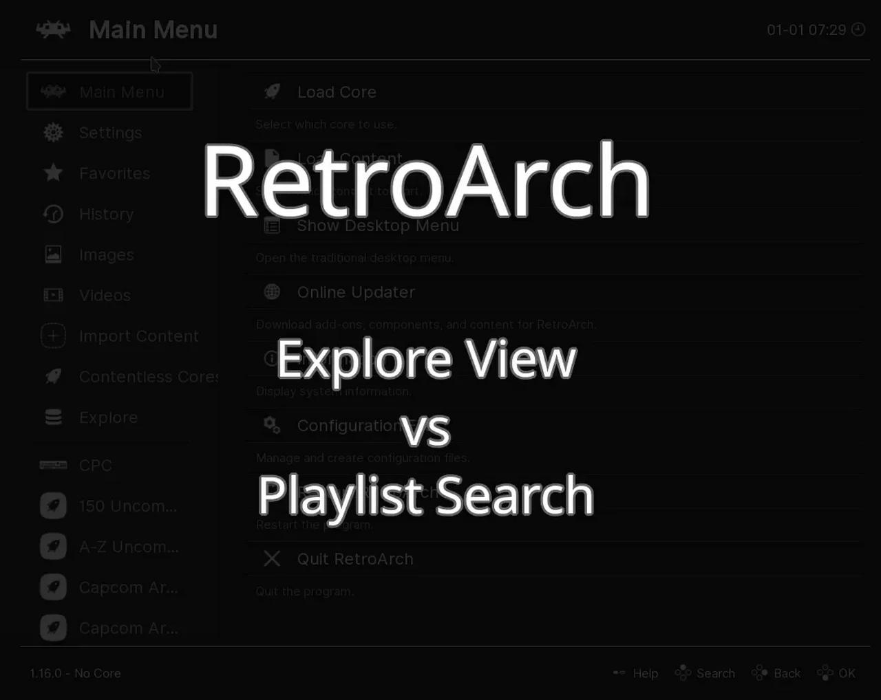 RetroArch - Explore View VS Playlist Search - A short explanation what ...