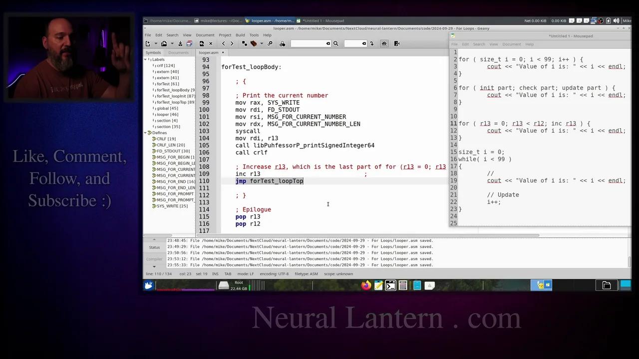 x86-64 Assembly For Loops Explained - YASM Tutorial