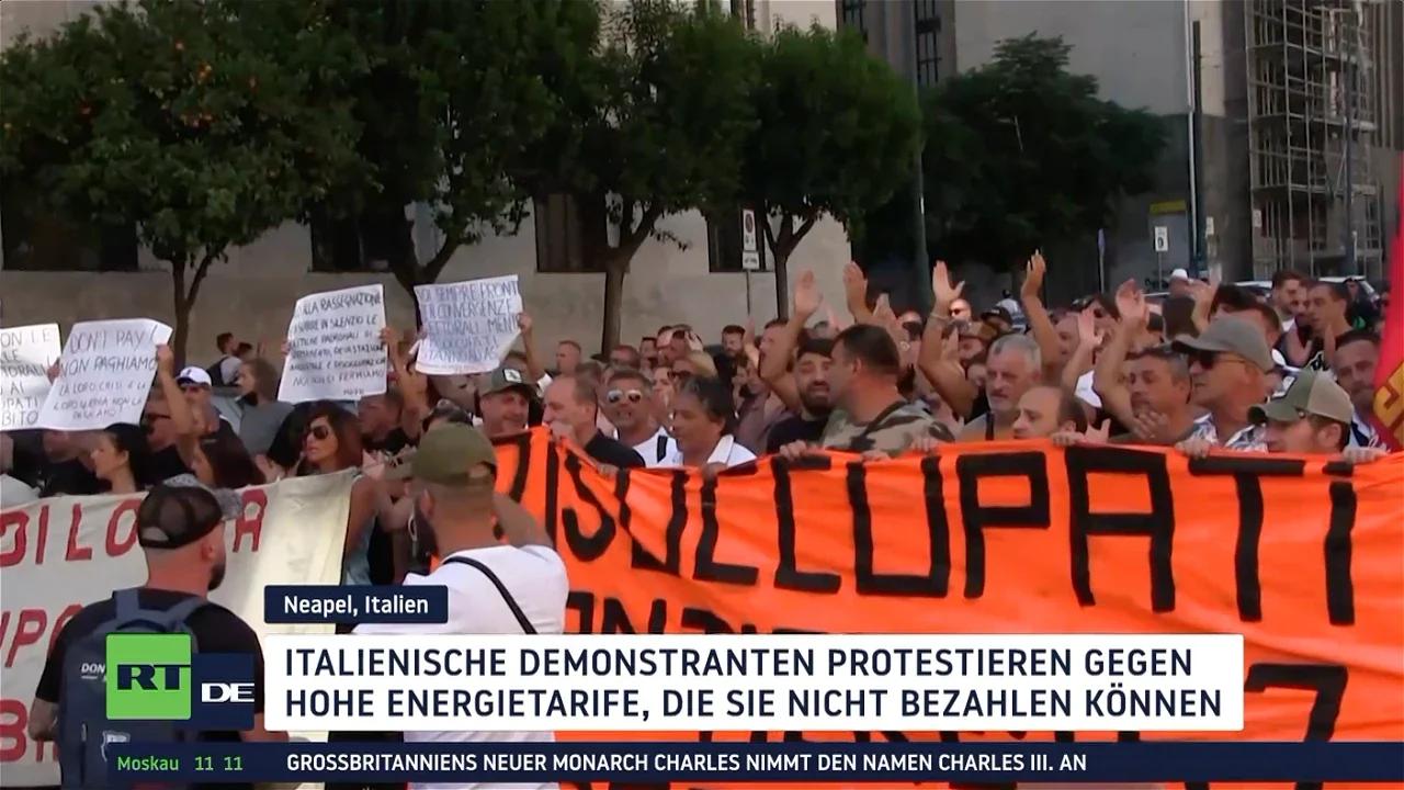 Proteste gegen Energiepreise in Italien – Demonstranten verbrennen ihre ...