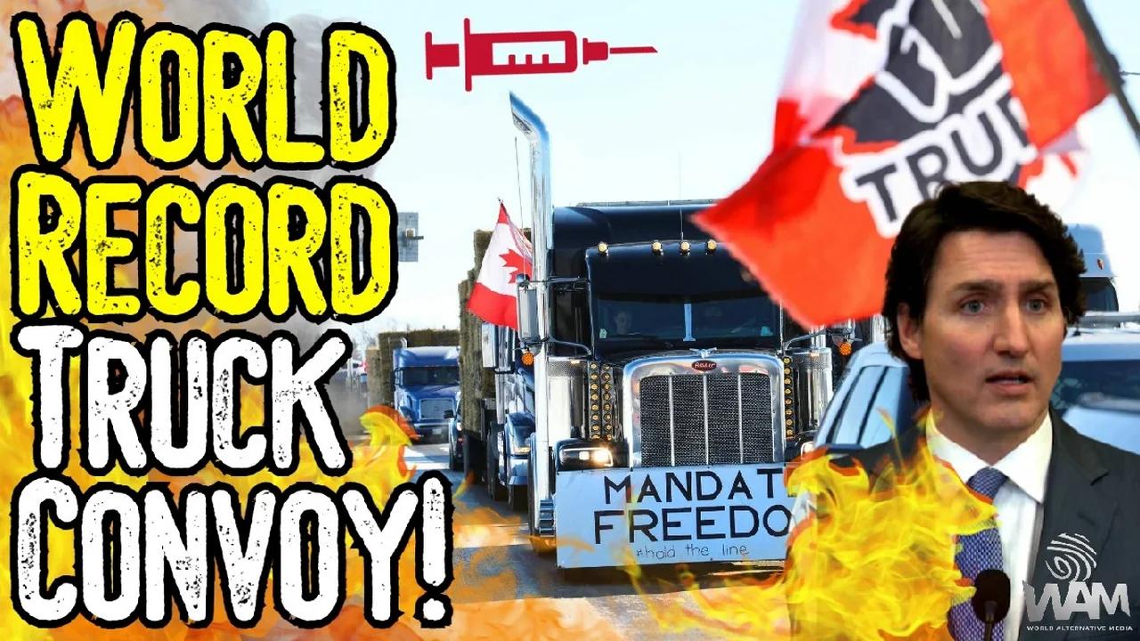 WORLD RECORD TRUCK CONVOY! - 100,000 Trucks Protest Jab Mandates In ...
