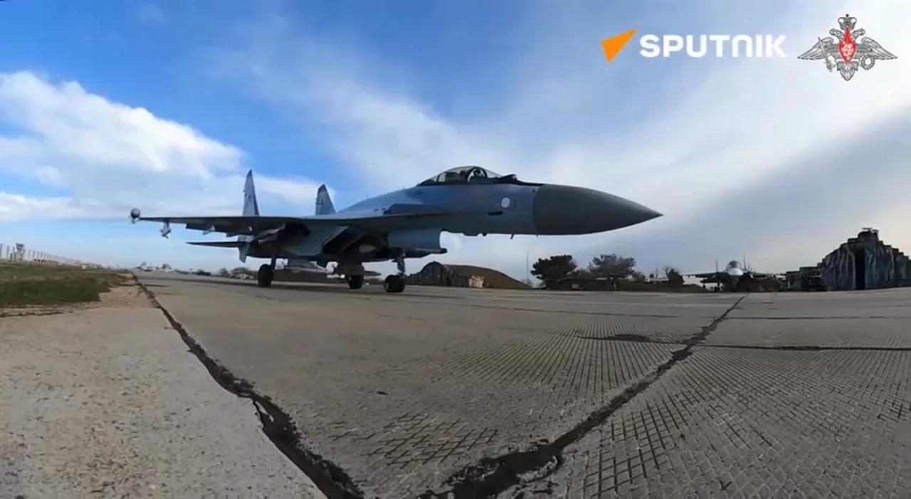 Russian Su-35 aircraft in action as part of the special military ...