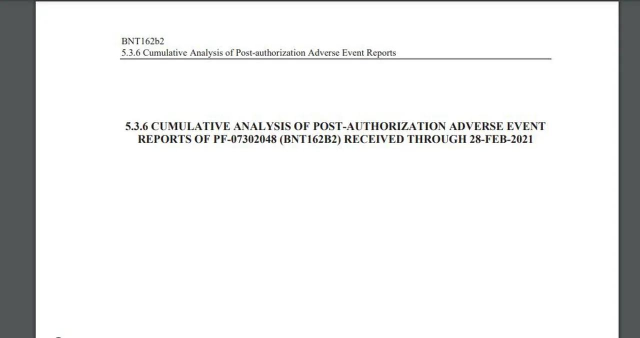 Pfizer - Cumulative Analysis of Post Authorization Adverse Event Reports