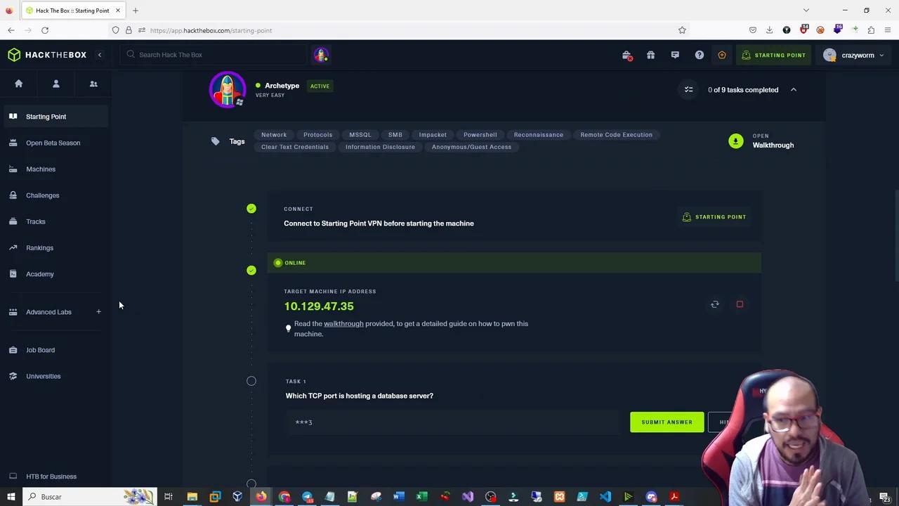 1 starting point tier 2 HTB Archetype parte 1