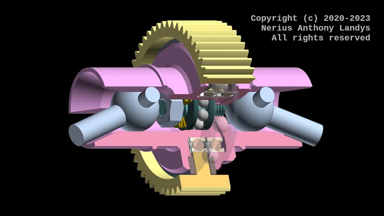 R C Ball Differential Cutaway Openscad Animation