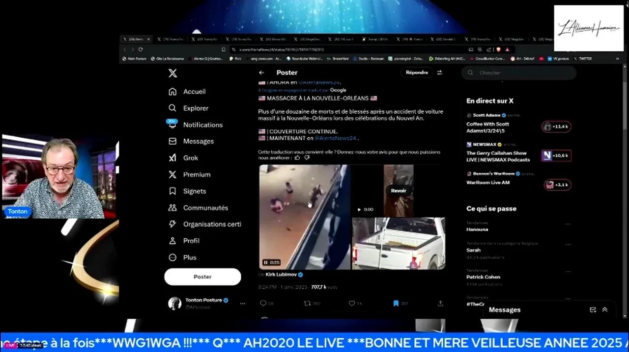 AH2020 LE LIVE DU 3/1/2025- Antoine Cuttitta remplacé par Alain Posture Alliance Humaine 2020 ...