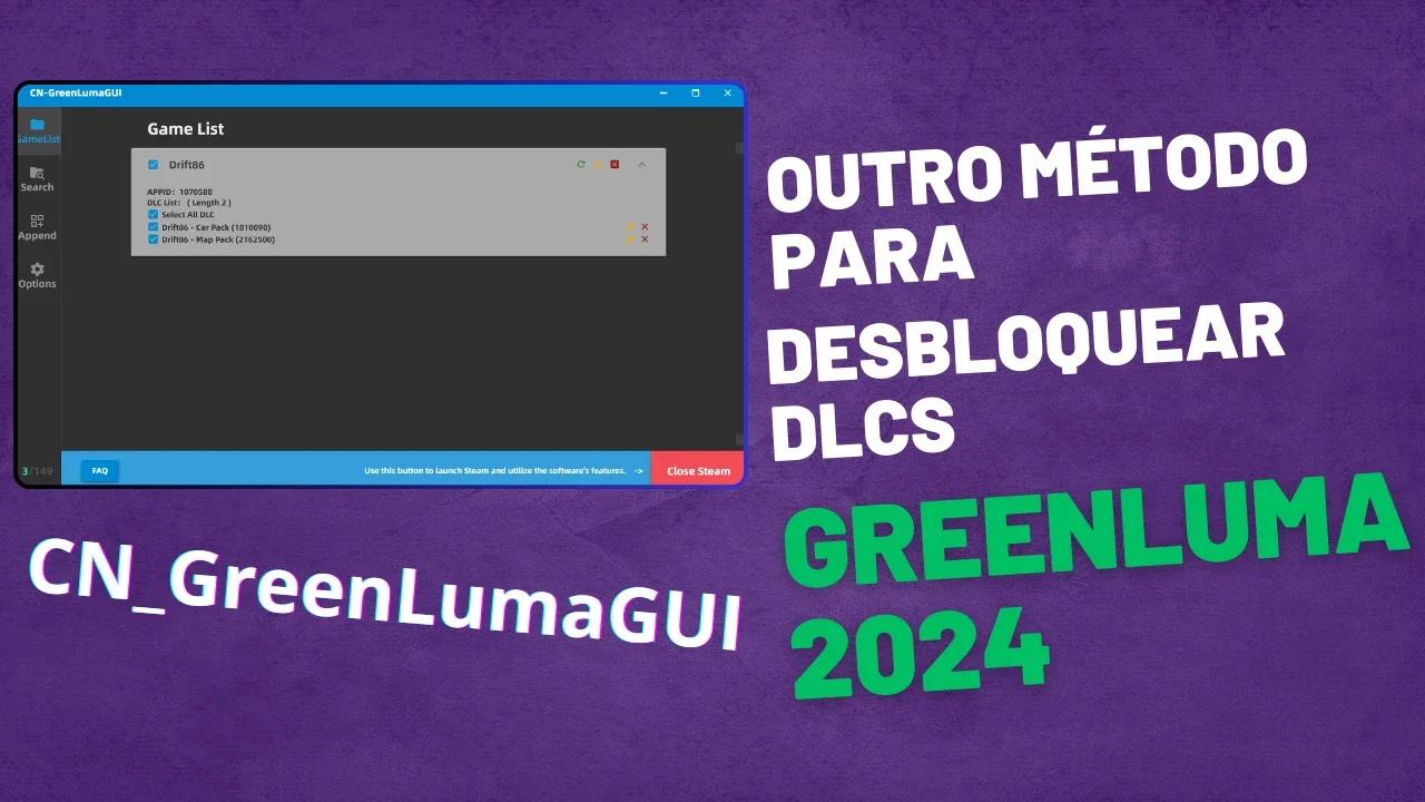 Tutorial - Novo método pra desbloquear DLCs usando o CN_GreenLumaGUI!!!