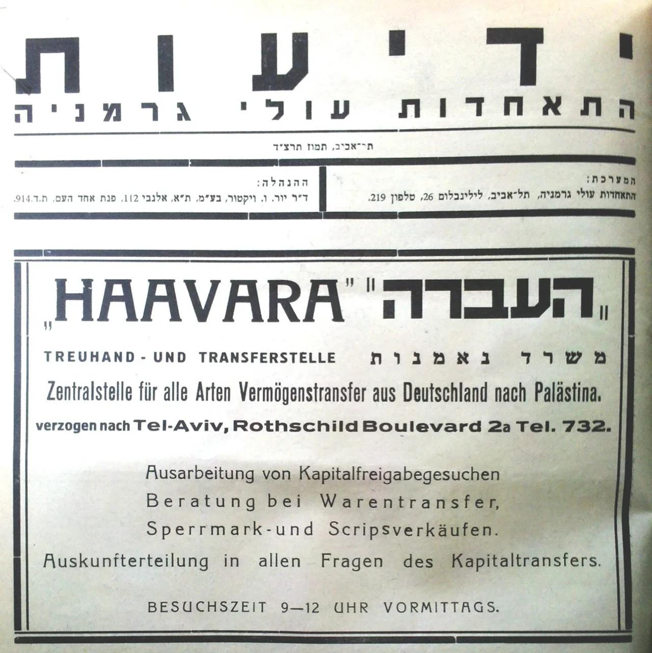 Haavara-Transfer nach Palästina deutscher Juden 1933-39