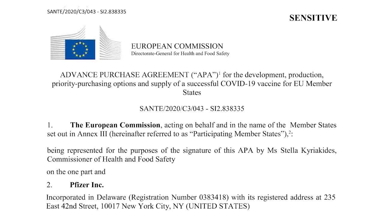 PDF: Contract Pfizer EU. Contract Between the European Commission And ...