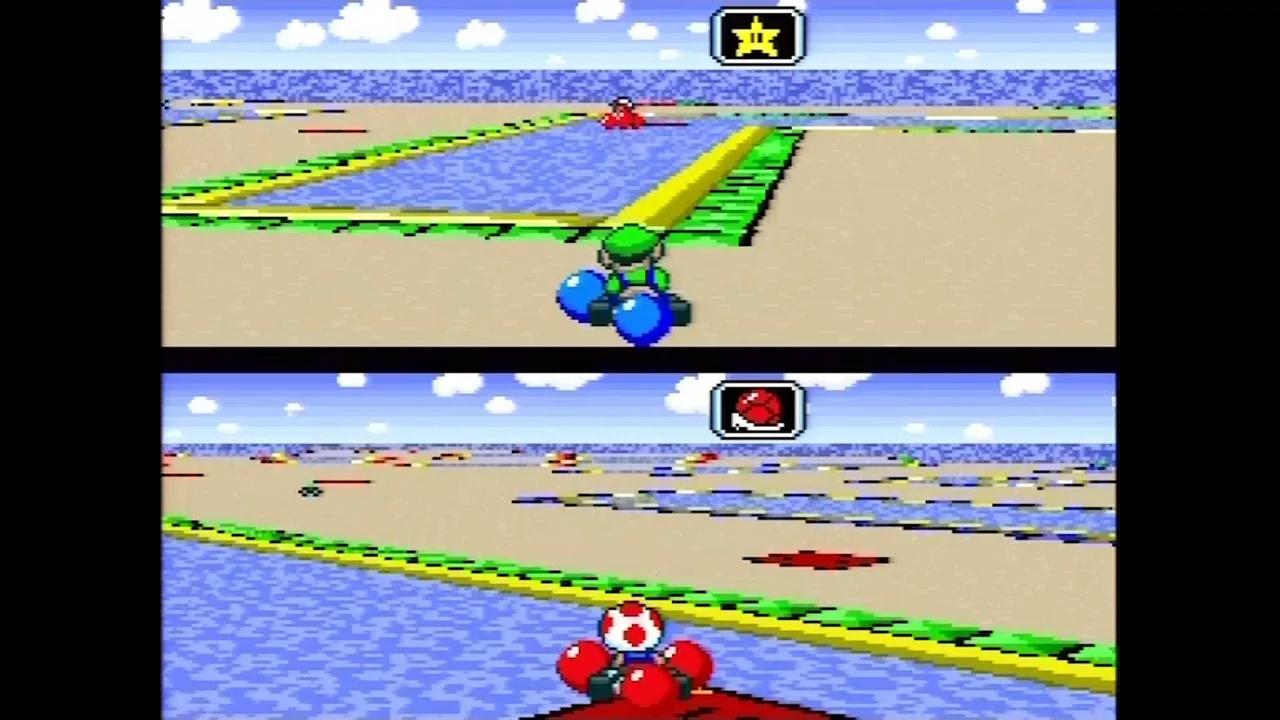 Super Mario Kart - Two-Player Battle Mode (Actual SNES Capture)