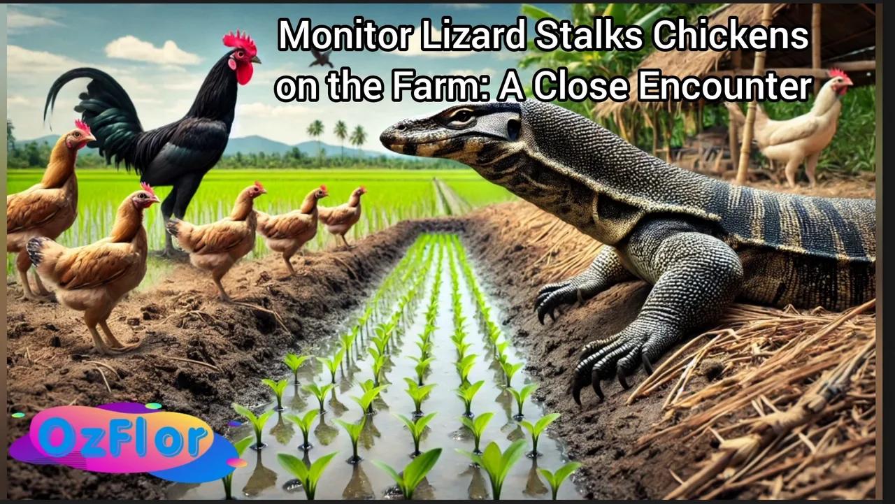 Monitor Lizard Stalks Chickens on the Farm: A Close Encounter