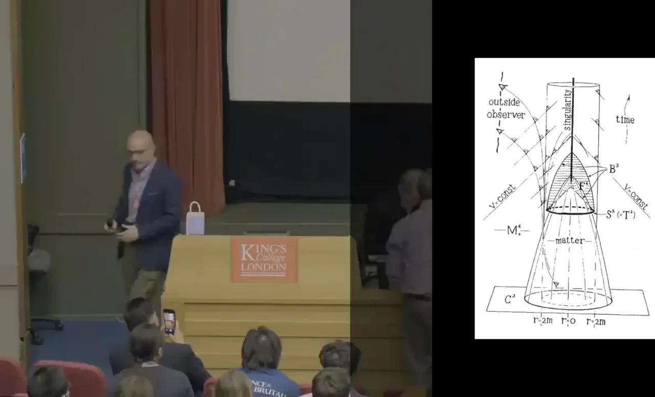 Sir Roger Penrose delivering the 2022 Higgs Lecture at King's College ...