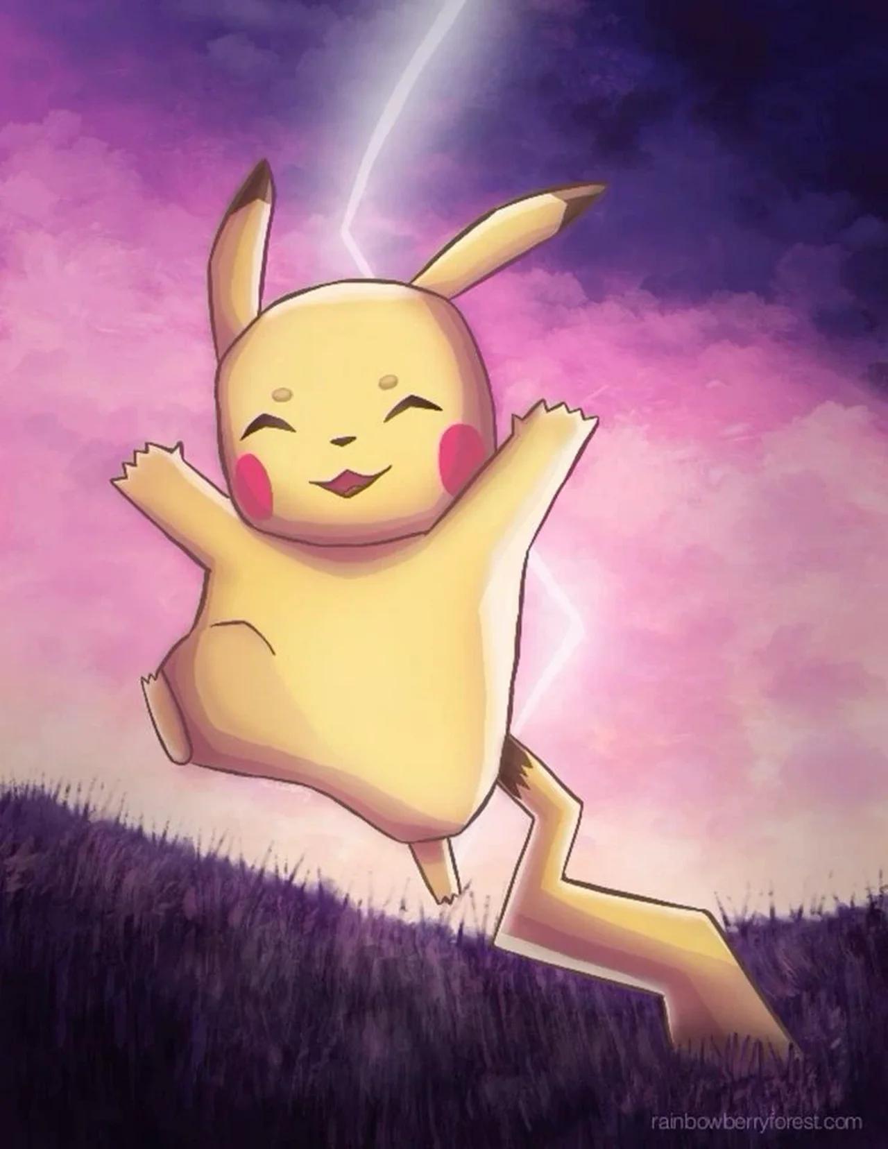 pikachu bouncing on his tail
