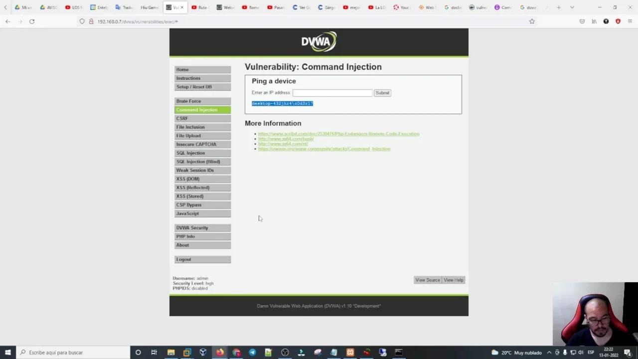 Command Injection Dvwa