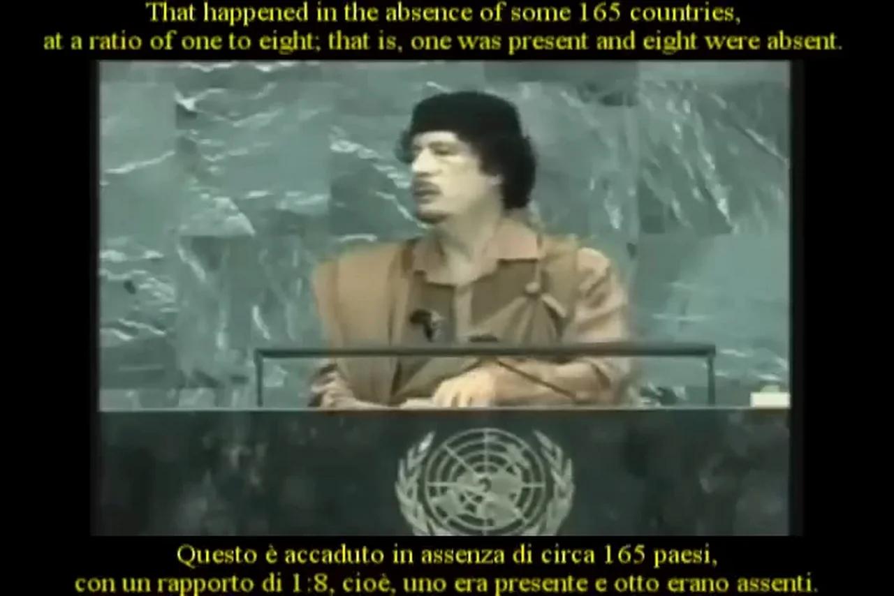 Muammar Gaddafi speech at UN General Assembly with English translation ...