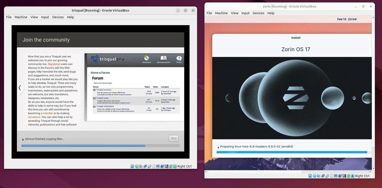 Installing 2 Linux distros at the same time - VirtualBox. You can do ...