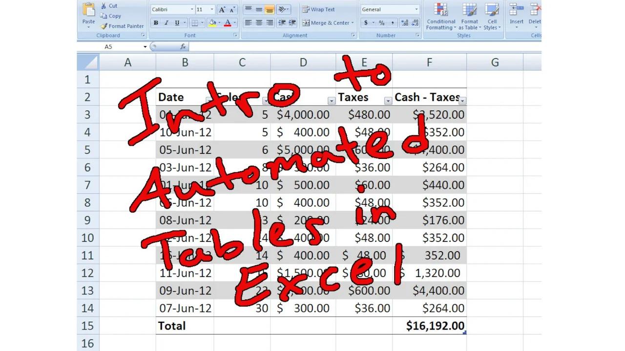 Intro to Automated Tables in Excel 2007