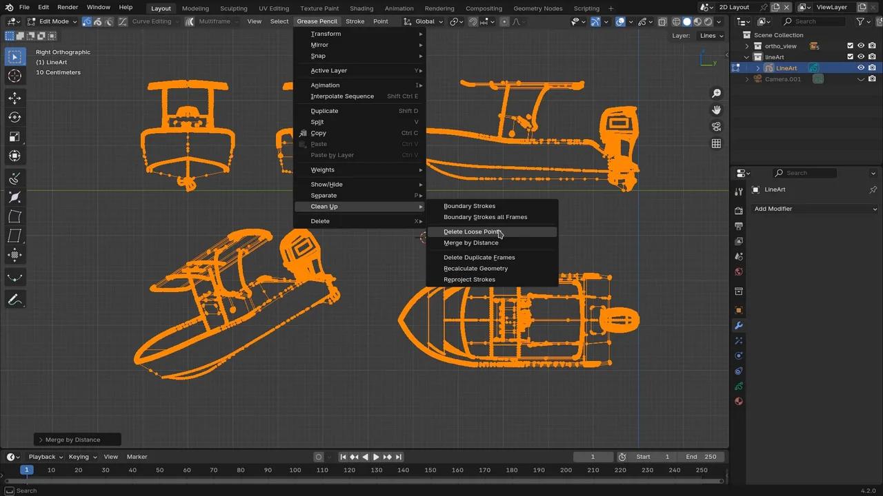 How make 2D Drawing from 3D with Blender