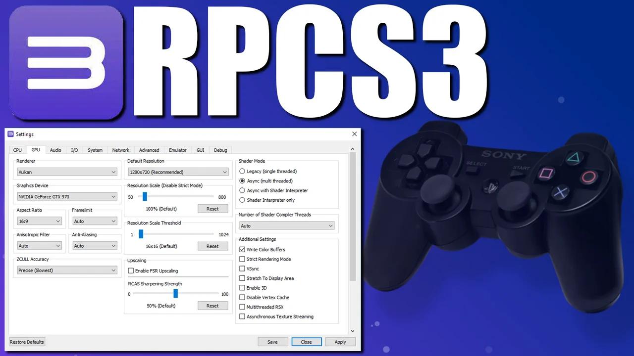 RPCS3 Setting Opciones de configuración Emulador de PS3 Play Station3 ¿Qué opciones tocar?