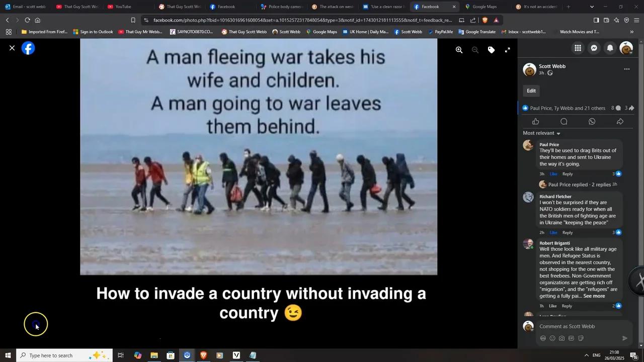 A man fleeing war takes his wife and children