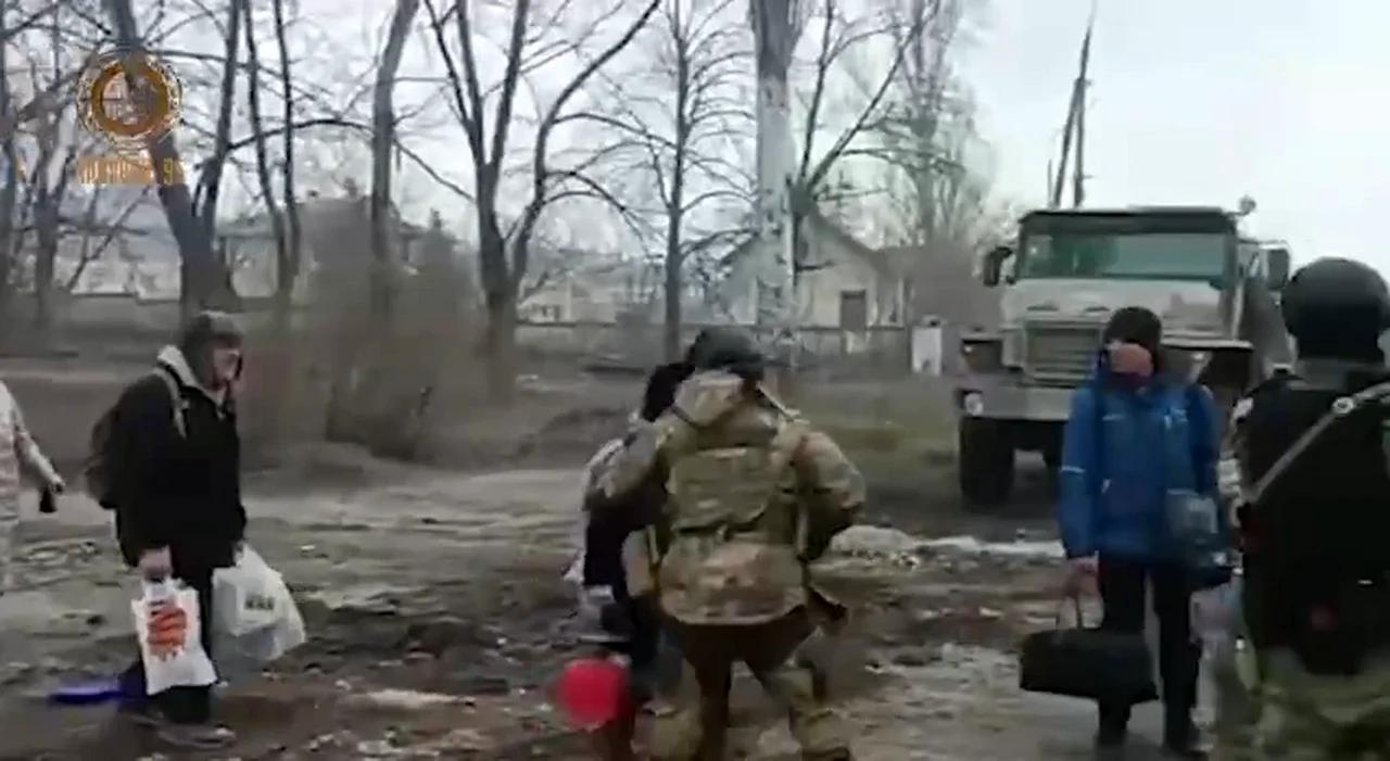 Battle of mariupol, Chechens getting people out that Azov uses as human ...