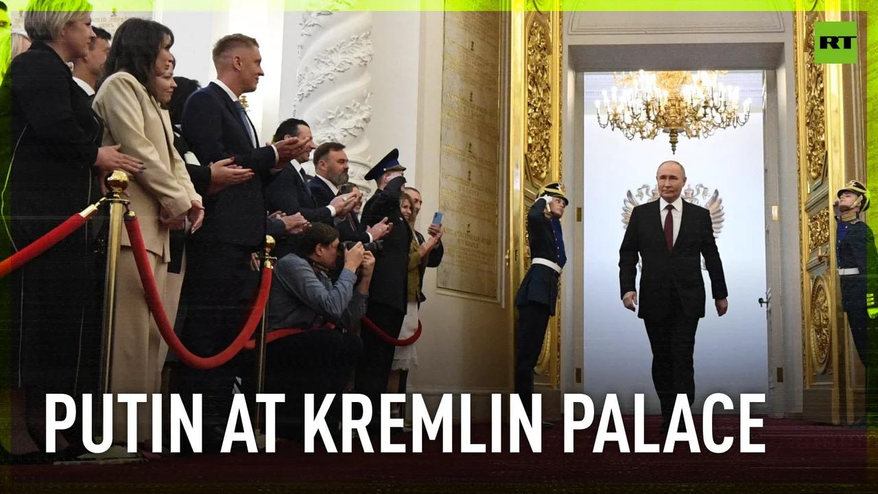 Putin arrives at the Grand Kremlin Palace for inauguration ceremony