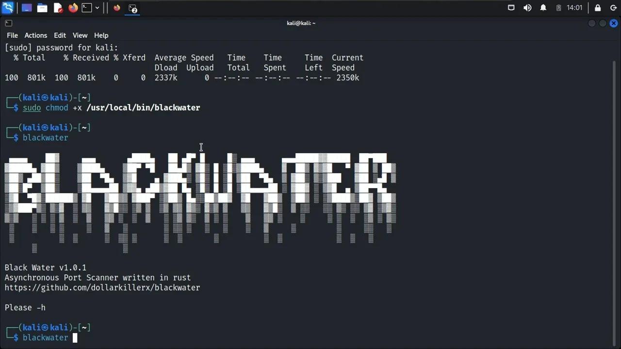 Blackwater in Kali Linux - Rust port scanner tool