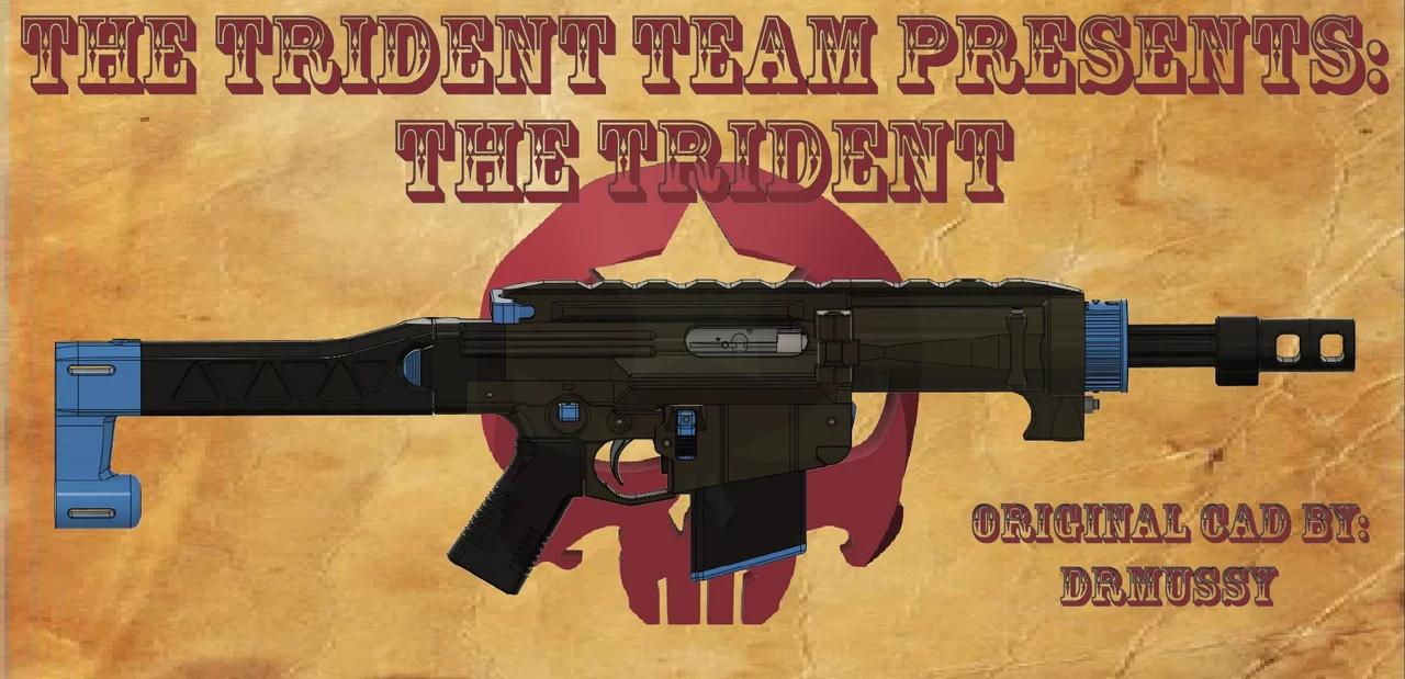 The Trident- A folding AR-22 styled pistol, original CAD by Mussy.