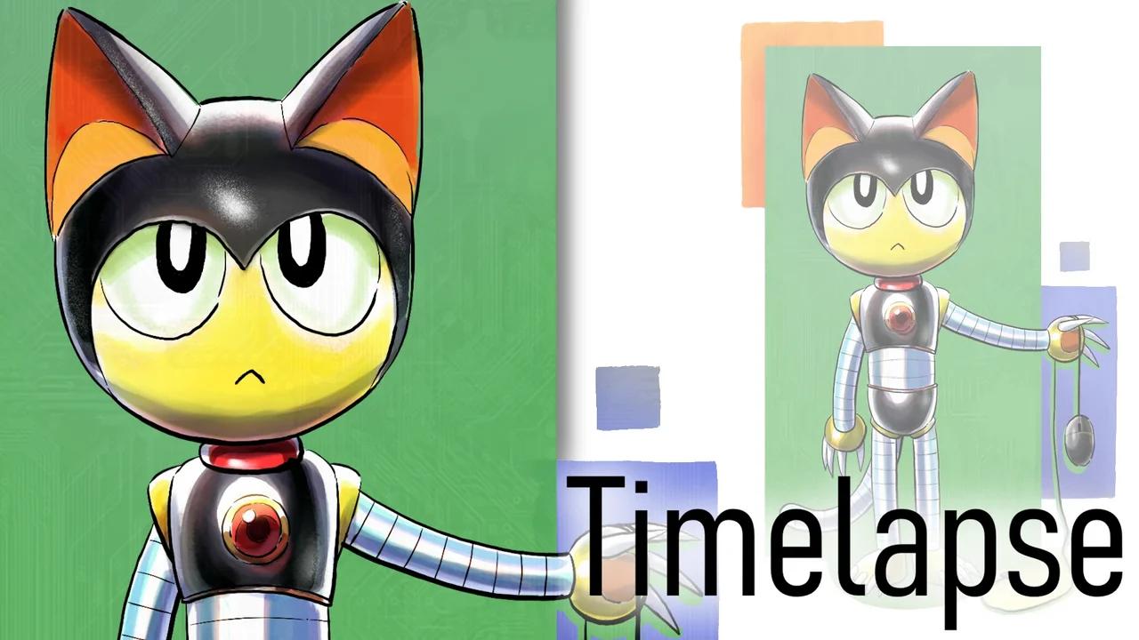 Robot Cat drawing timelapse