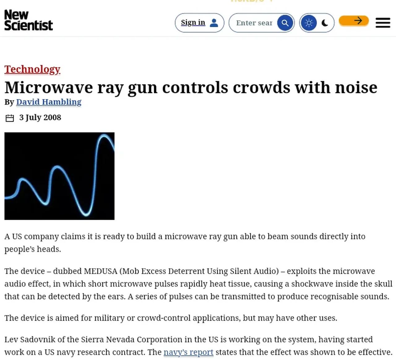 Microwave Ray Gun Controls Crowds with Noise