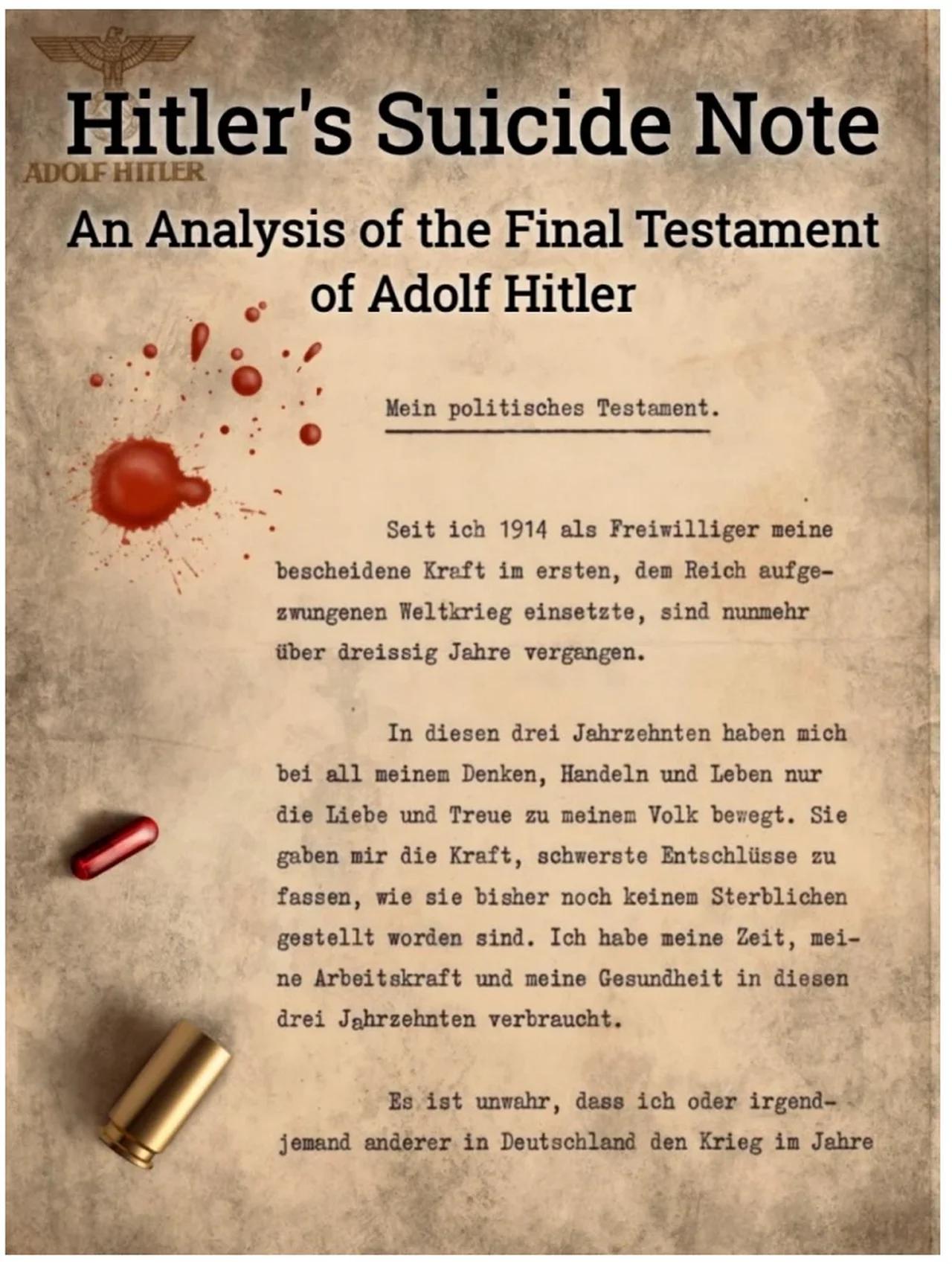 Mike King on Adolf Hitler's Suicide Note