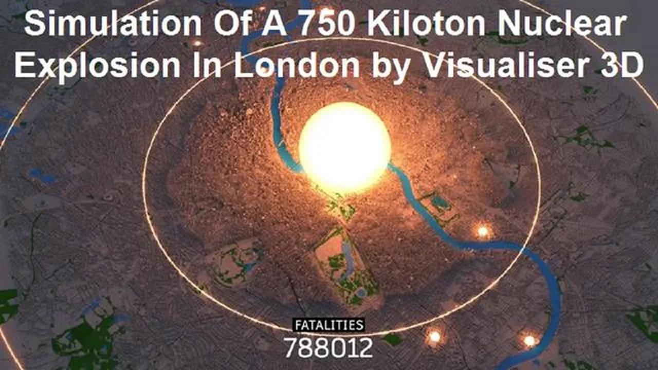 Simulation Of A 750 Kiloton Nuclear Explosion In London by Visualiser 3D