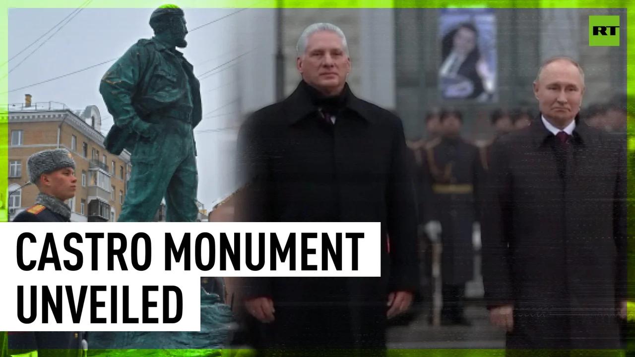 Putin & Cuban president unveil monument to Fidel Castro in Moscow