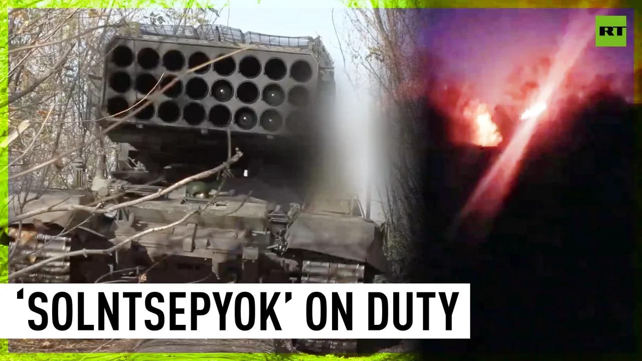 TOS-1A ‘Solntsepyok’ crews carry out fire missions