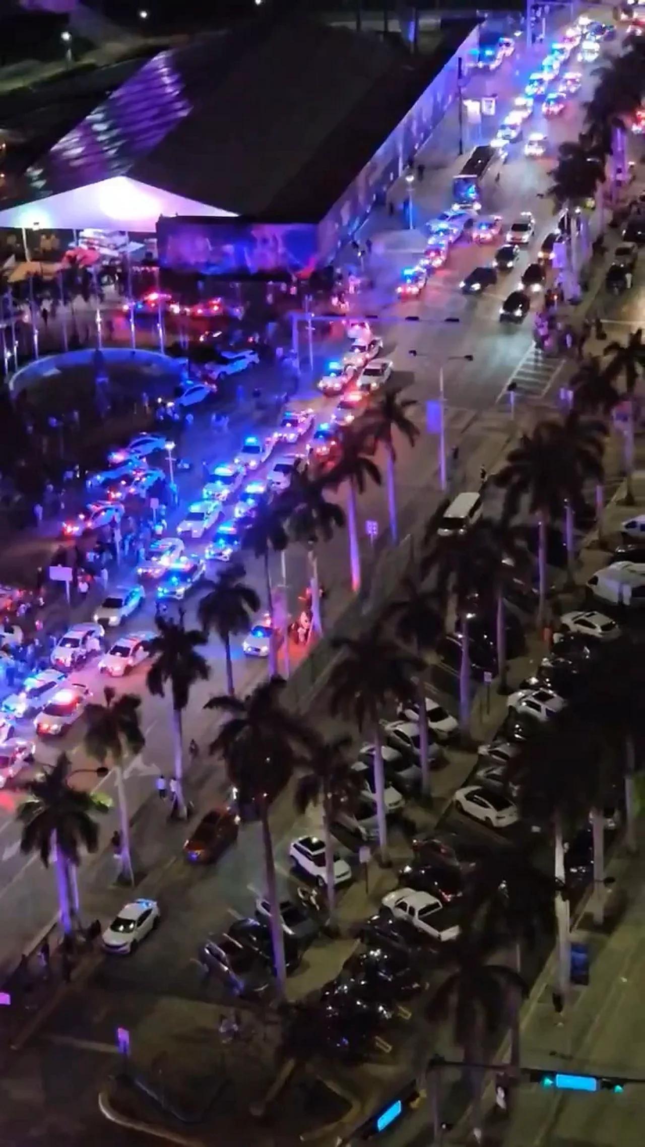 Massive police presence in Bayside area of Miami, Florida.