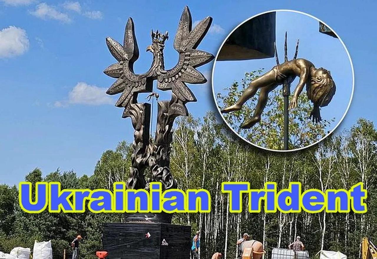 Poland erected the monument in remembrance of Wołyń massacre done by ...