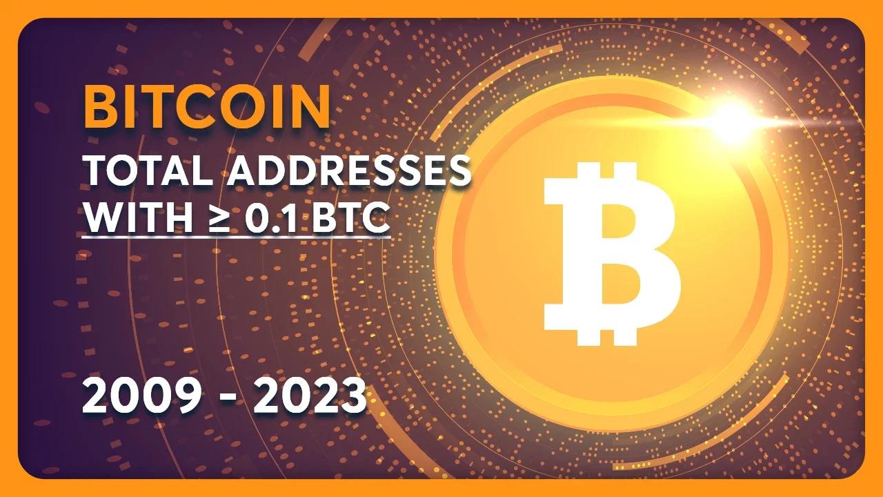 BITCOIN (BTC) Addresses with (at least) 0,1 BTC (Monthly/Total) 2009-2023