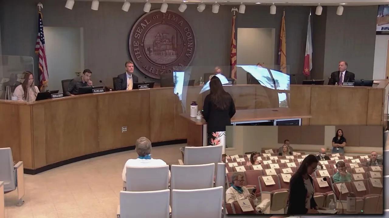 Dru Heaton speaks to Pima County Board of Supervisors on April 19, 2022