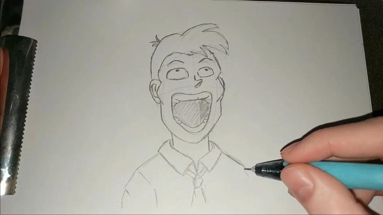 How to draw Anime Laughing Young Man ｜ DrawMish
