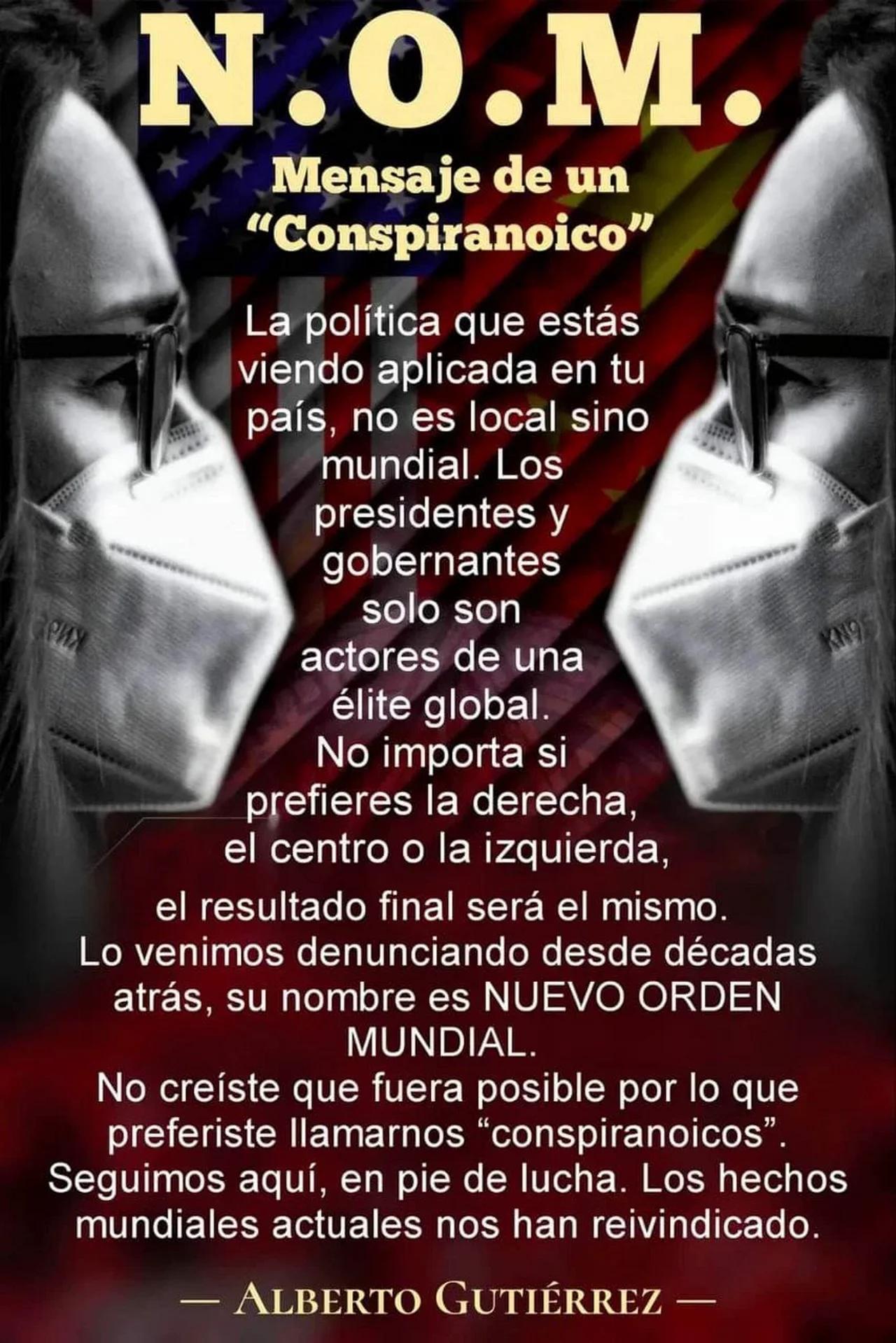 Mensaje de un CONSPIRANOICO.