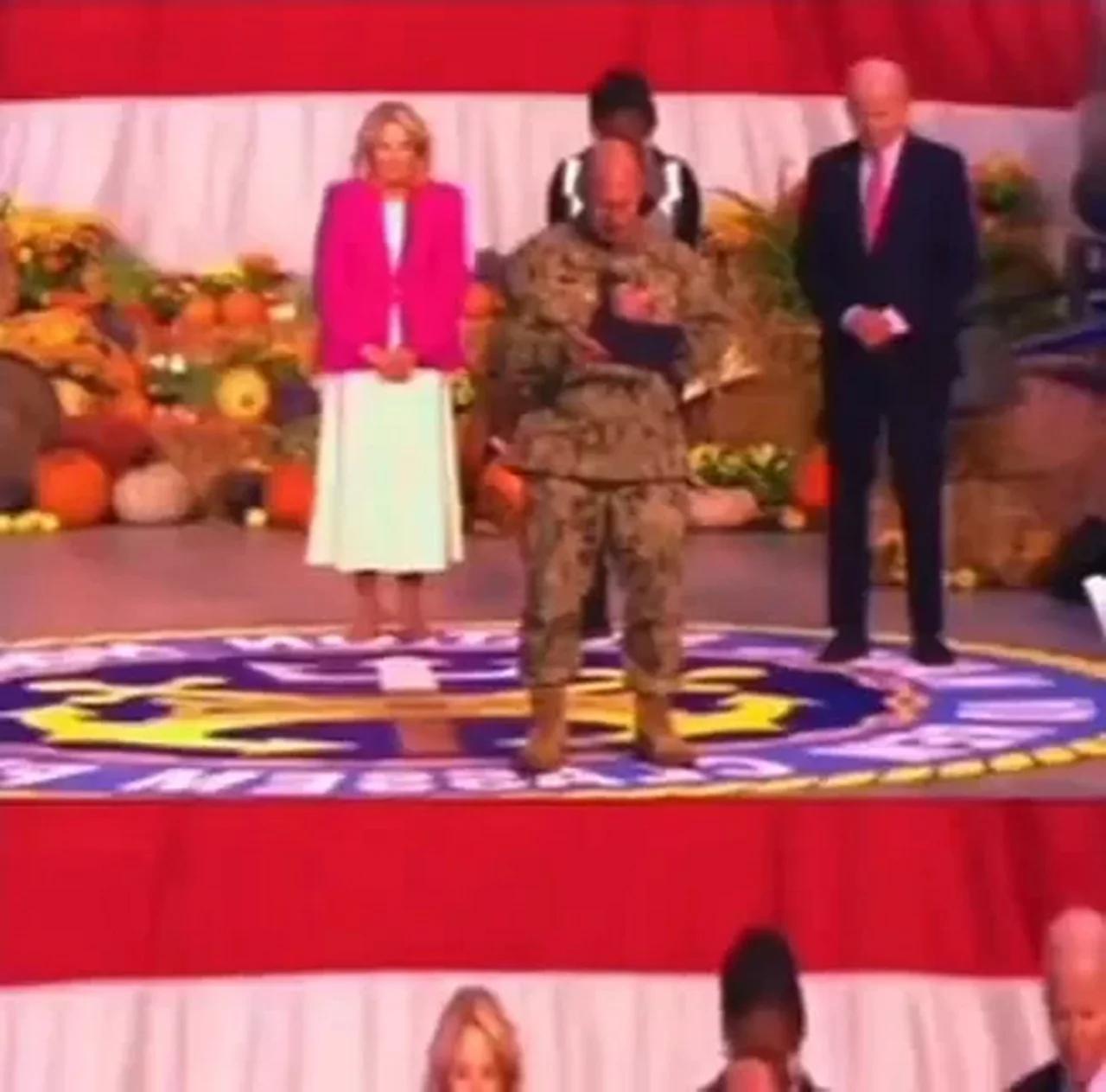 Soldier stands in front of Joe Biden & prays out loud for God to bring ...
