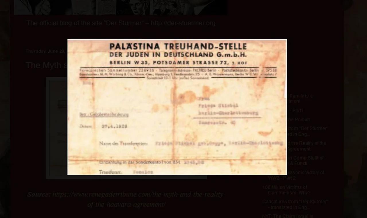 The Myth and the Reality of the Haavara Agreement