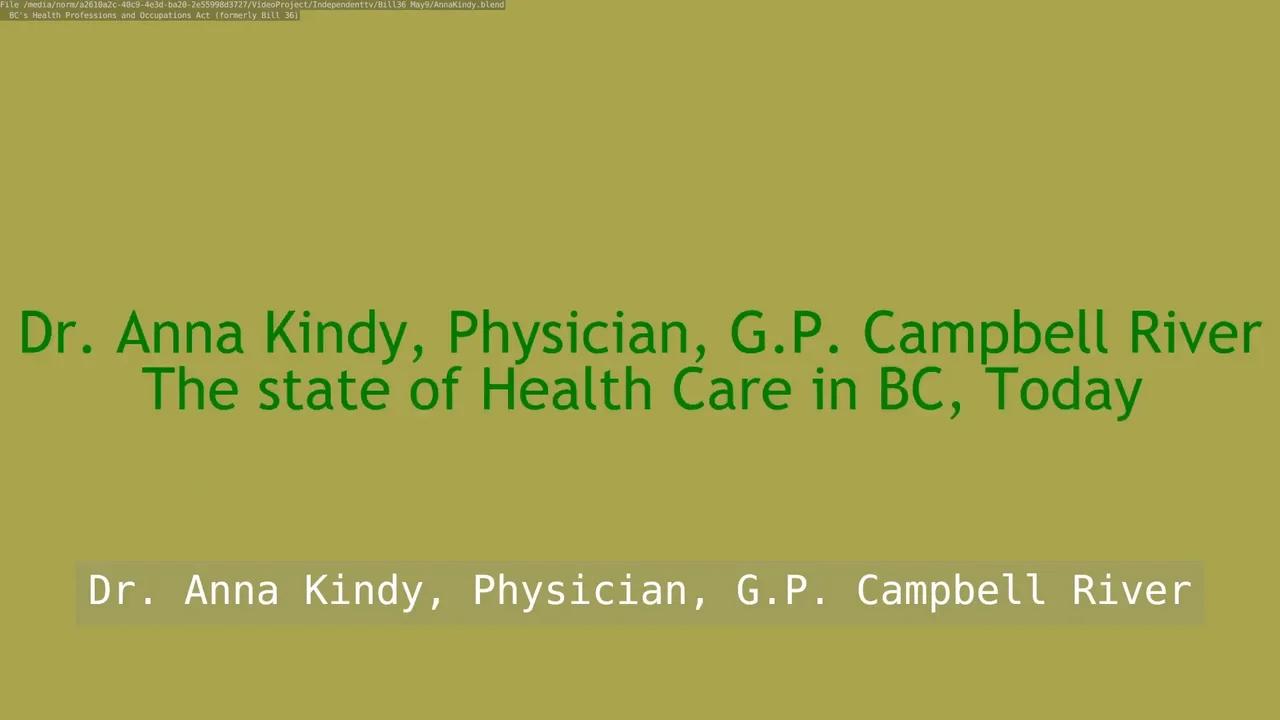 Dr Anna Kindy Health Care in BC
